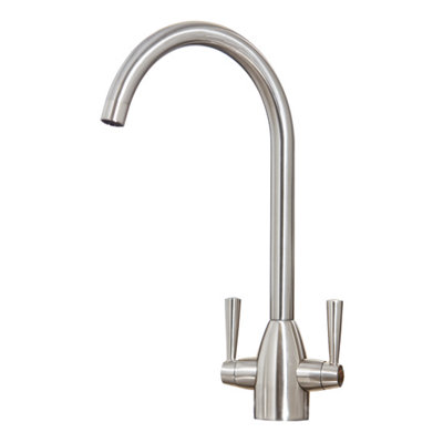 MARLO KITCHEN TAP BRUSHED NICKEL DECK MOUNTED LEVER SWIVEL SPOUT WRAS ...