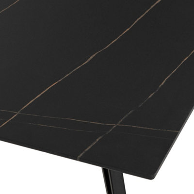 Marlow Coffee Table Black Marble Effect Black Legs