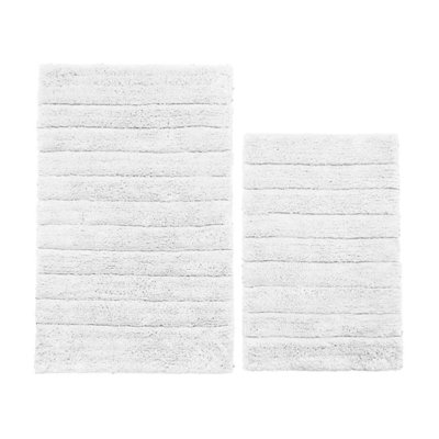 Marlow Ribbed Two Piece Bath Mat Set - White