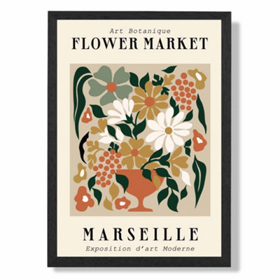 Marseille Beige and Green Flower Market Exhibition Medium Poster with ...