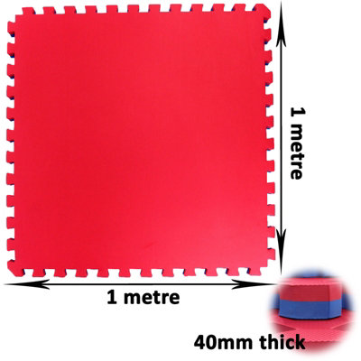 Martial Arts Karate Judo Kick Boxing Gym MMA 40mm in Red/Blue Floor Mat