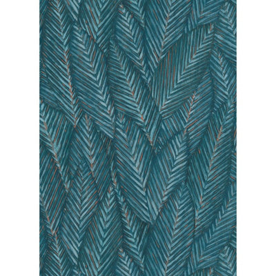 Martinique Leaf Textured Vinyl Wallpaper Blue Erismann 10391-19