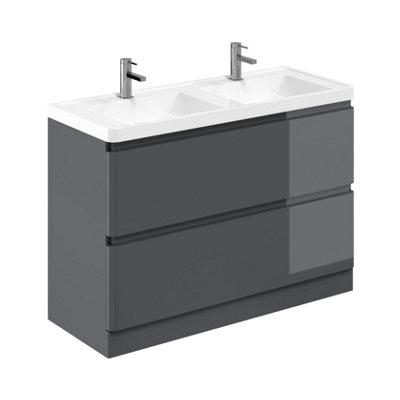 Marvel 1200mm Floor Standing Bathroom Vanity Unit in Dark Grey Gloss ...