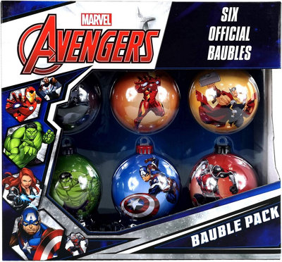 Marvel Avengers 6PC Christmas Tree Baubles Decorations
