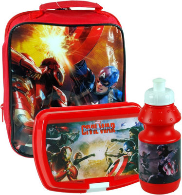 Marvel Avengers Lunch Bag, Sandwich Box and Drinks Bottle Set