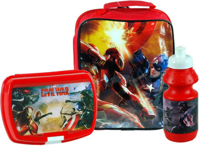 Marvel Avengers Lunch Bag, Sandwich Box and Drinks Bottle Set