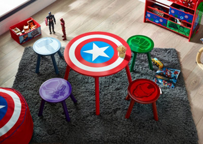 Marvel Avengers Table and Stools Set, 15mm MDF, pine wood, Multicolour ...