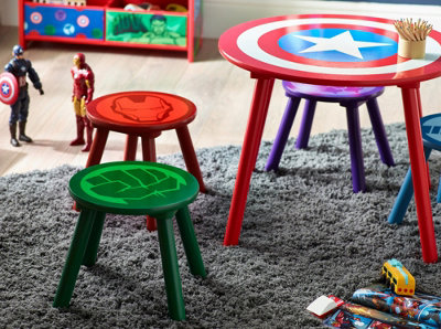 Marvel Avengers Table and Stools Set, 15mm MDF, pine wood, Multicolour ...