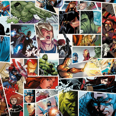 Marvel Comic Panel Photomural on Non-Woven Wallpaper 10.05m x 53cm