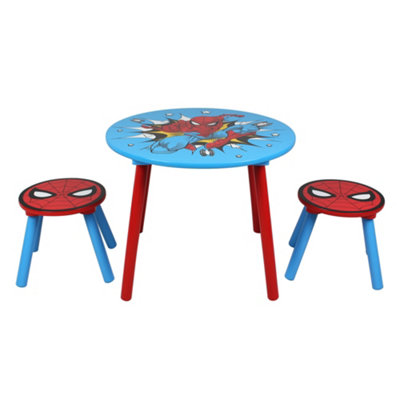 Marvel Spider-Man Table and Stool Set For Kids (2 Stools Included ...