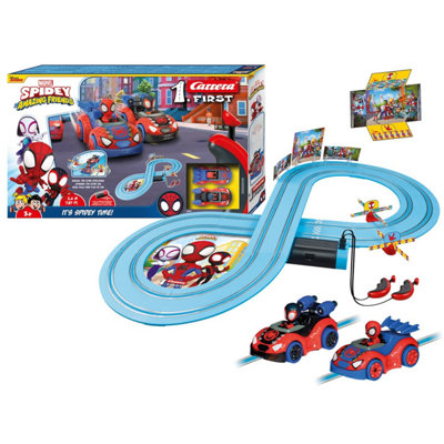 Marvel Spiderman Race Track Playset for Toddlers, Toy Cars with Remote ...
