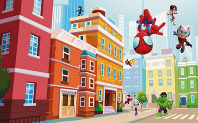 Marvel Spidey and His Amazing Friends City Wall Mural, 2.5m x 4m
