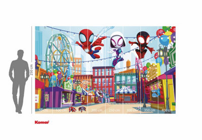MARVEL SPIDEY AND HIS AMAZING FRIENDS THEME PARK WALL MURAL, 2.5M X 4M
