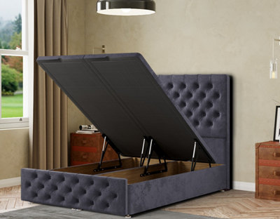 Mary Chesterfield Ottoman Bed Floor Standing Headboard Matching Buttons ...