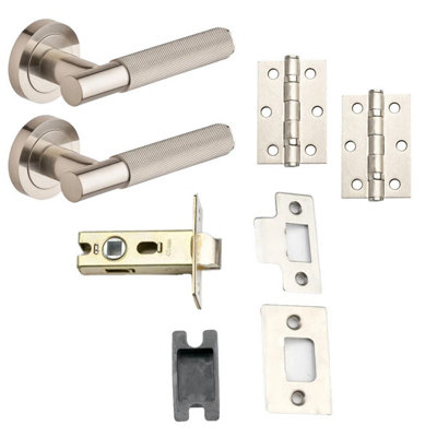 Marylebone Knurled Lever On Rose Door Pack - Brushed Nickel - Handle ...