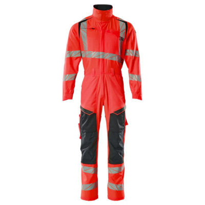 Mascot Accelerate Safe Boilersuit with Kneepad Pockets (Hi-Vis Red/Dark ...