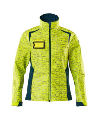 Mascot Accelerate Safe Ladies Fit Softshell Jacket with Reflectors (Hi-Vis Yellow/Dark Petroleum ...