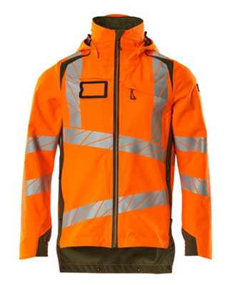 Mascot Accelerate Safe Lightweight Lined Outer Shell Jacket (Hi-Vis Orange/Moss Green) (XXXX Large)