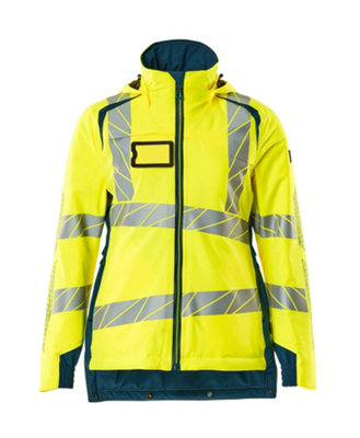 Mascot Accelerate Safe Winter Jacket for Ladies with CLIMascot (Hi-Vis Yellow/Dark Petroleum ...