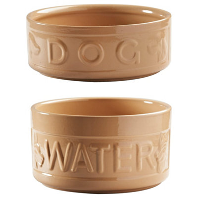Mason Cash Cane Lettered Dog & Water Bowl Set