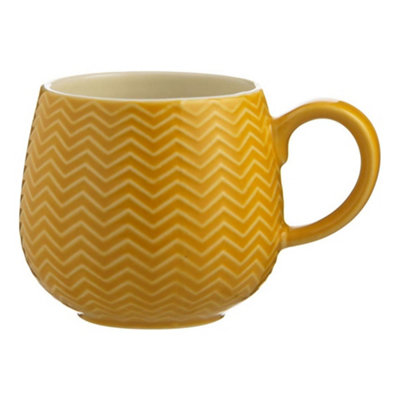 Mason Cash Embossed Chevron Ochre Stoneware Mug 350ml