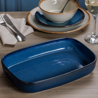 Mason Cash Reactive Set of 2 Rectangle Dish 31cm & 23cm - Blue