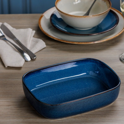 Mason Cash Reactive Set of 2 Rectangle Dish 31cm & 23cm - Blue