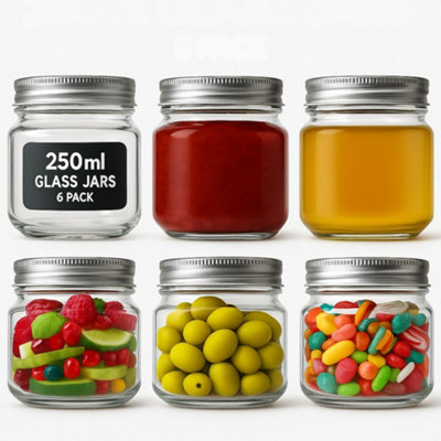 Mason Jar - 6 Pack Leakproof with Lids 250ml for Overnight Oats, and ...