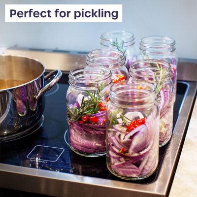 Mason Jars with Lids 1L Leakproof Glass Jars (6 Pack) for Preserving ...