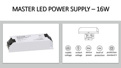 MASTER LED power supply 12V, input 220-240VAC, IP20 - 16W