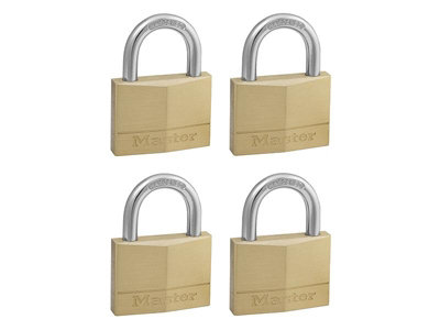 Master Lock 50mm Solid Brass Padlock Set - Keyed Alike, 4-Pack