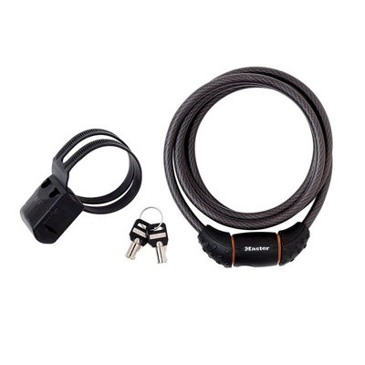 Master Lock Black Braided Steel Keyed Cable 1.8m X 10mm Multi Colour ...