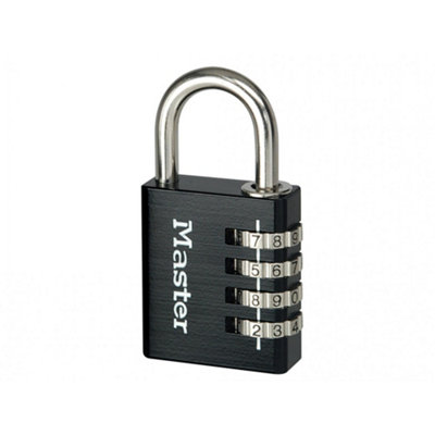 Master Lock Black Finish Combination Padlock Multi Colour (40mm 4 Digit)