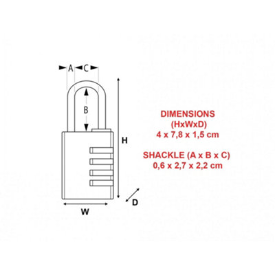 Master Lock Black Finish Combination Padlock Multi Colour (40mm 4 Digit)