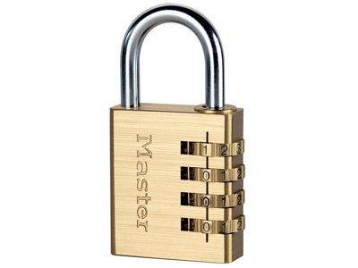 Master Lock - Brass Finish 40mm 4-Digit Combination Padlock | DIY at B&Q