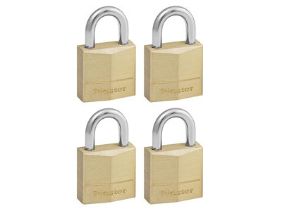 Master Lock - Solid Brass 20mm Padlock 3-Pin - Keyed Alike x 4 | DIY at B&Q