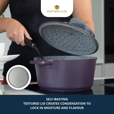MasterClass Medium Cast Aluminium Casserole Dish, 4L Non-Stick Round ...
