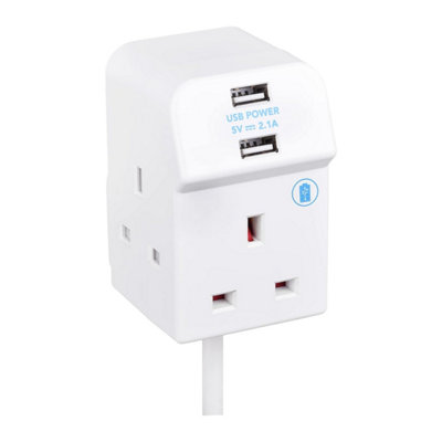 Masterplug 3 Socket Extension Lead with 2 USB Ports 2M Cable 13A ...
