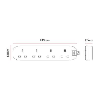 Masterplug BFG210N-MP Extension Lead 240V 4-Gang 13A White 2m MSTBFG210
