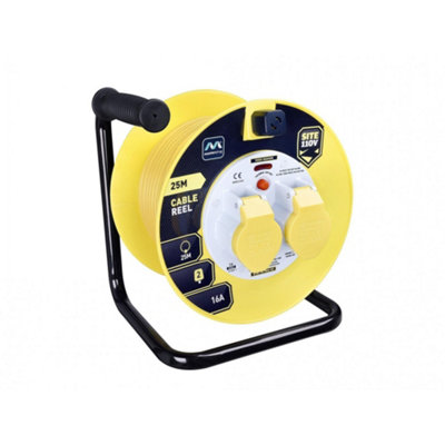 Masterplug Cable Reel 110v 16a Thermal Cut-out Multi Colour (25 Metre)