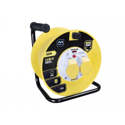 Masterplug Cable Reel 110v 16a Thermal Cut-out Multi Colour (50 Metre)