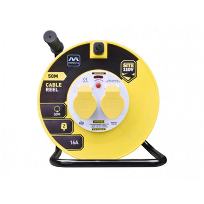 Masterplug Cable Reel 110v 16a Thermal Cut-out Multi Colour (50 Metre)