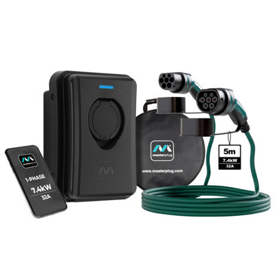 Masterplug Electric Car Charger For Home Type 2 7.4kW with FREE 5m ...