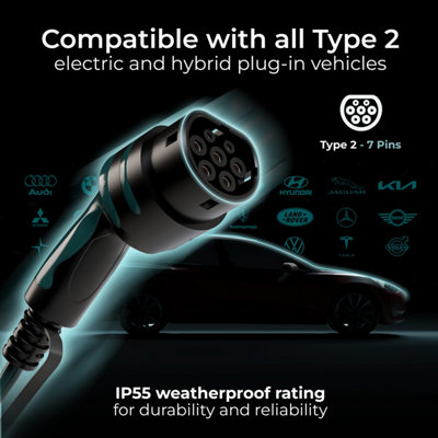 Masterplug Electric Car Charger For Home Type 2 7.4kW with FREE 5m ...