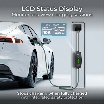 Masterplug EV Charging Cable Mode 2 10m 3 Pin UK Plug to Type 2