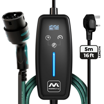 Masterplug EV Charging Cable Mode 2 5m 3 Pin UK Plug to Type 2