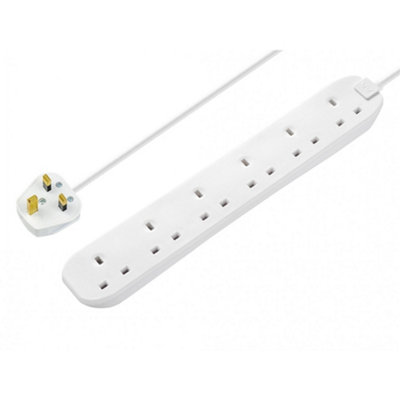 Masterplug Extension Lead 2m Multi Colour (6-Gang)