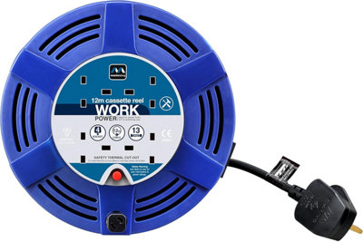 Masterplug Four Socket 13A Cassette Cable Reel with Thermal Cut-Out ...