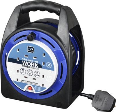 Masterplug Four Socket 13A Small Cassette Reel with 15m Cable