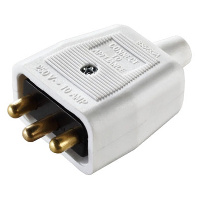 Masterplug Heavy Duty Non-Reversible Connector 3 Pin Plug White (One Size)
